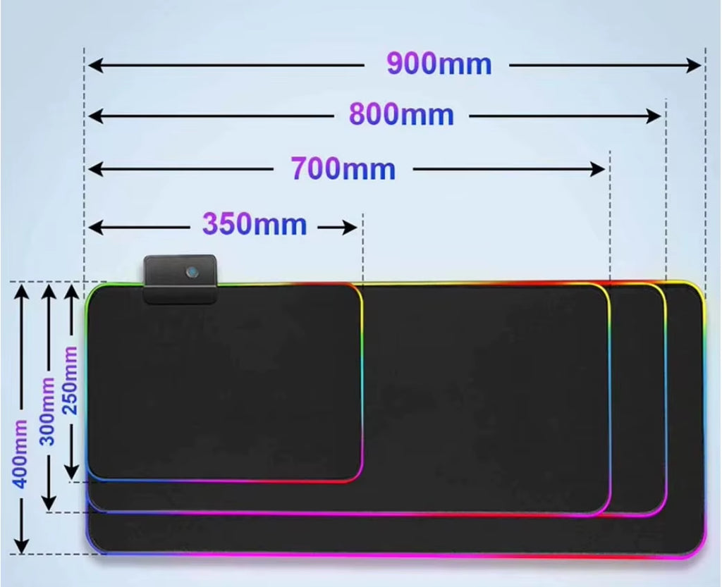 LED Light Mousepad RGB Keyboard Cover Desk-Mat Colorful Surface Black ...